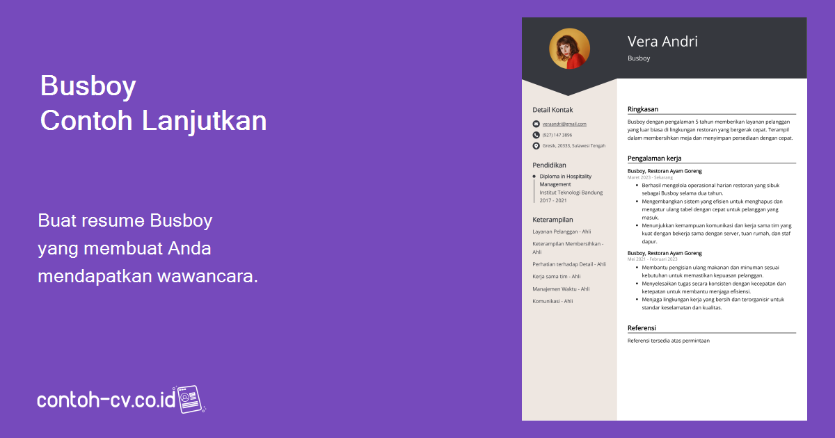 Contoh Resume Busboy untuk tahun 2025