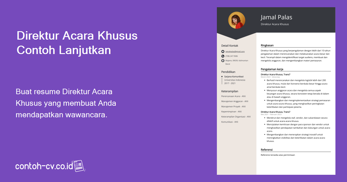 Contoh Resume Direktur Acara Khusus untuk tahun 2025
