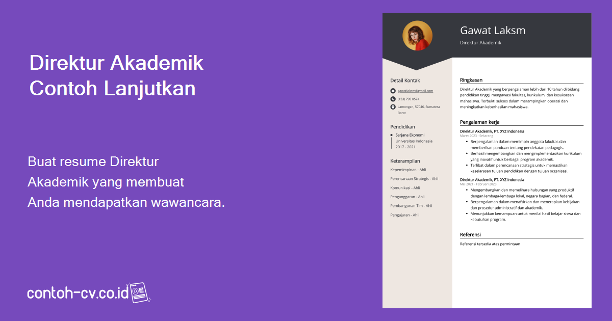 Contoh Resume Direktur Akademik untuk tahun 2024