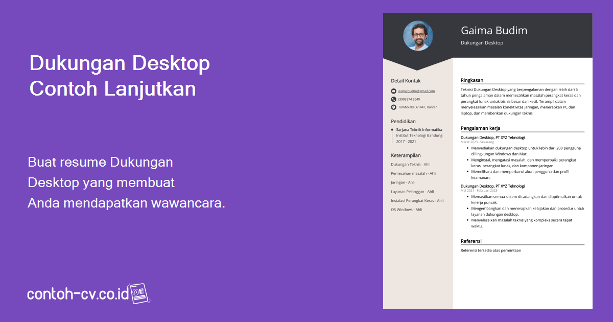 Contoh Resume Dukungan Desktop untuk tahun 2025