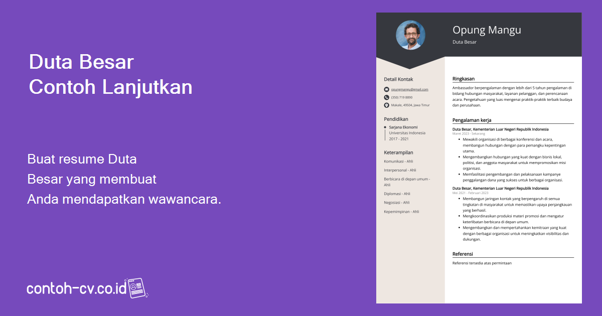 Contoh Resume Duta Besar (Panduan Gratis)