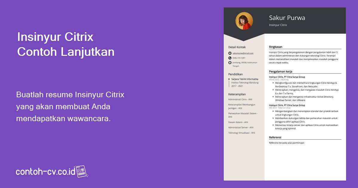 Contoh Resume Insinyur Citrix (Panduan Gratis)