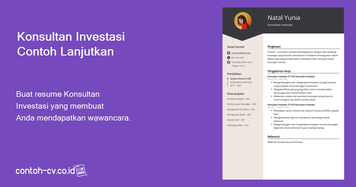 Resume Konsultan Investasi: Contoh & Panduan (Pekerjaan Tingkat Pemula ...