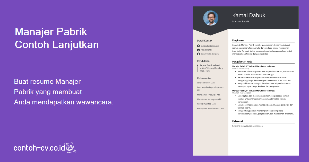Contoh Resume Manajer Pabrik (Template & 20+ Tips)