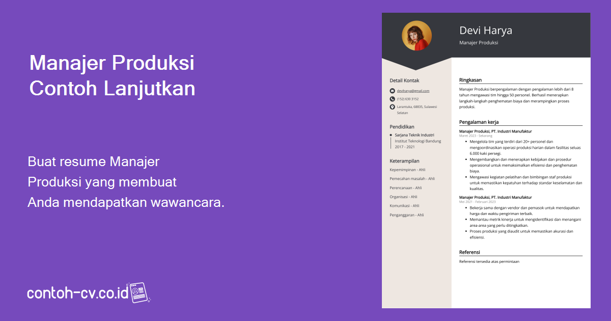 Contoh Resume Manajer Produksi (Template & 20+ Tips)