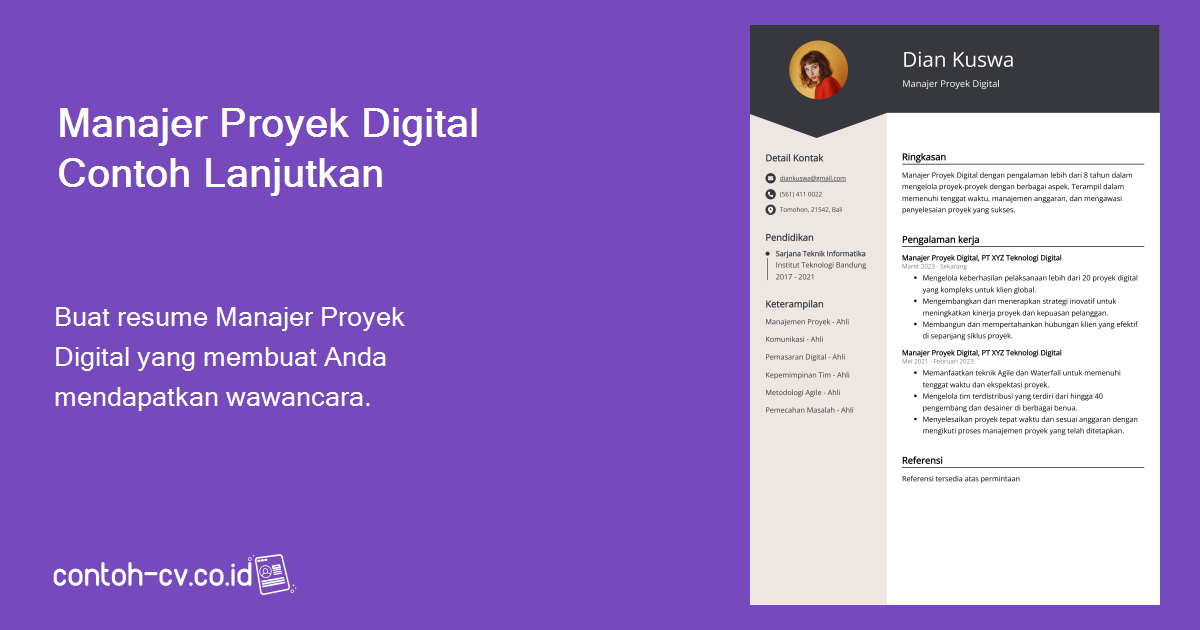 Contoh Resume Manajer Proyek Digital untuk tahun 2025