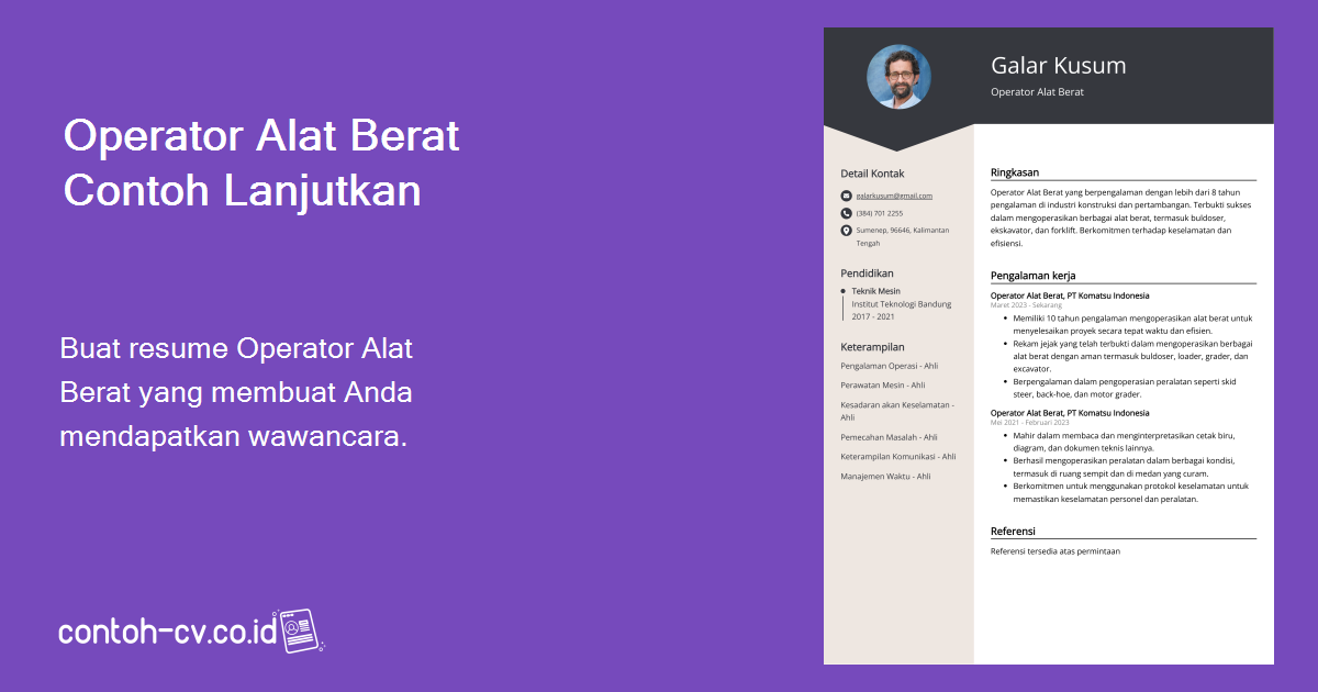 Resume Operator Alat Berat: Contoh & Panduan (Pekerjaan Tingkat Pemula ... Resume Operator Alat Berat: Contoh & Panduan (Pekerjaan Tingkat Pemula ...