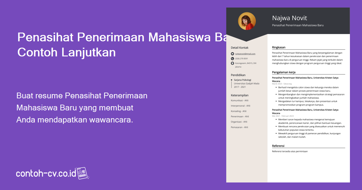 Contoh Resume Penasihat Penerimaan Mahasiswa Baru untuk tahun 2025