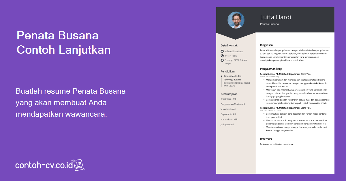 Contoh Resume Penata Busana (Panduan Gratis)