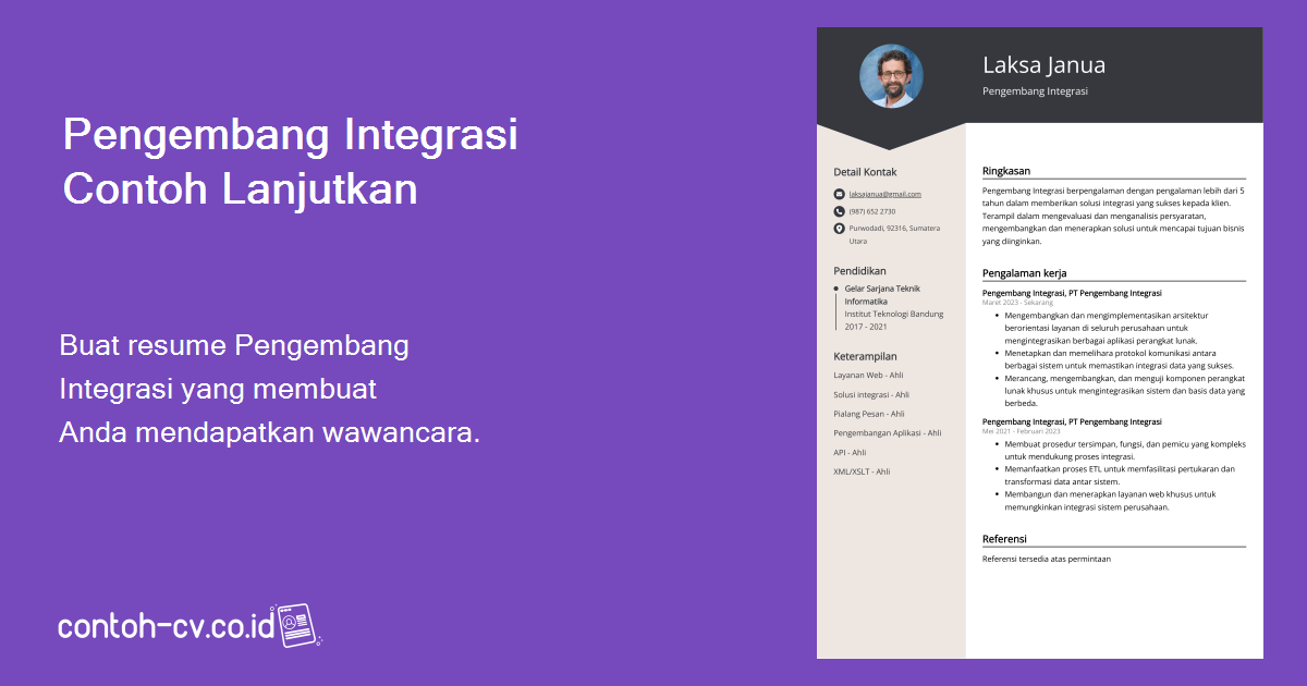 Resume Pengembang Integrasi: Contoh & Panduan (Pekerjaan Tingkat Pemula ...