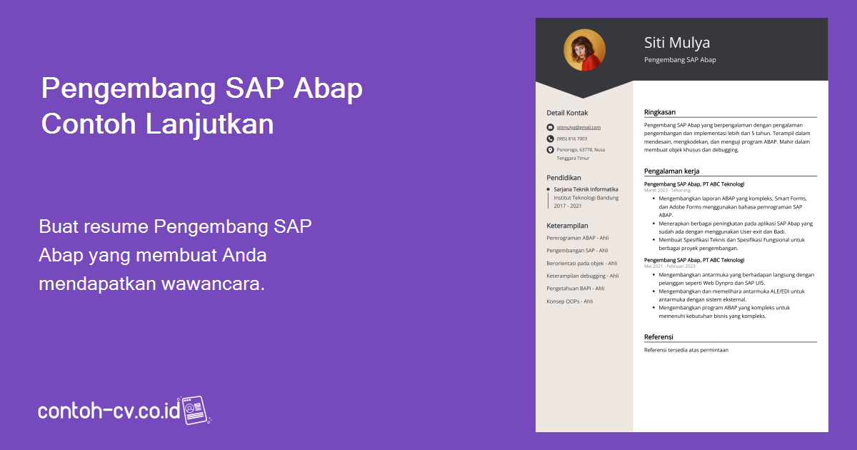 Contoh Resume Pengembang SAP Abap (Template & 20+ Tips) Contoh Resume Pengembang SAP Abap (Template & 20+ Tips)