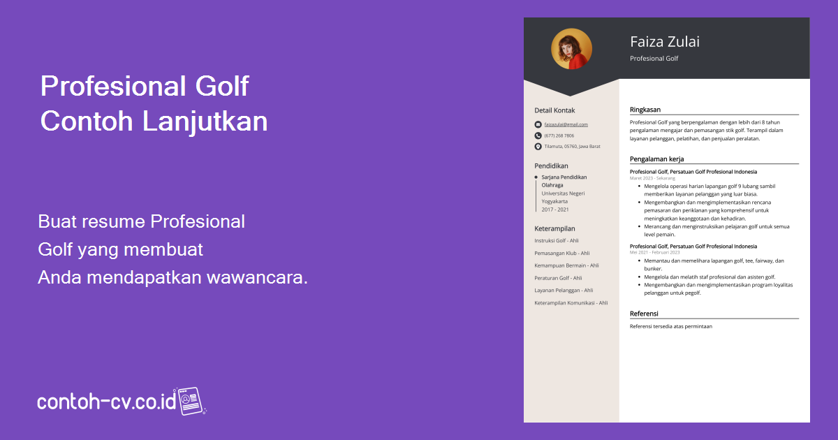 Resume Profesional Golf: Contoh & Panduan (Pekerjaan Tingkat Pemula & Senior)