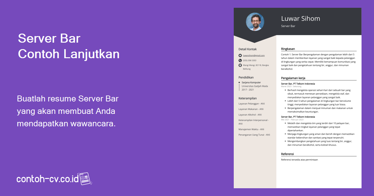 Contoh Resume Server Bar (Panduan Gratis)