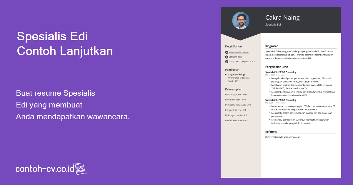 Contoh Resume Spesialis Edi untuk tahun 2025