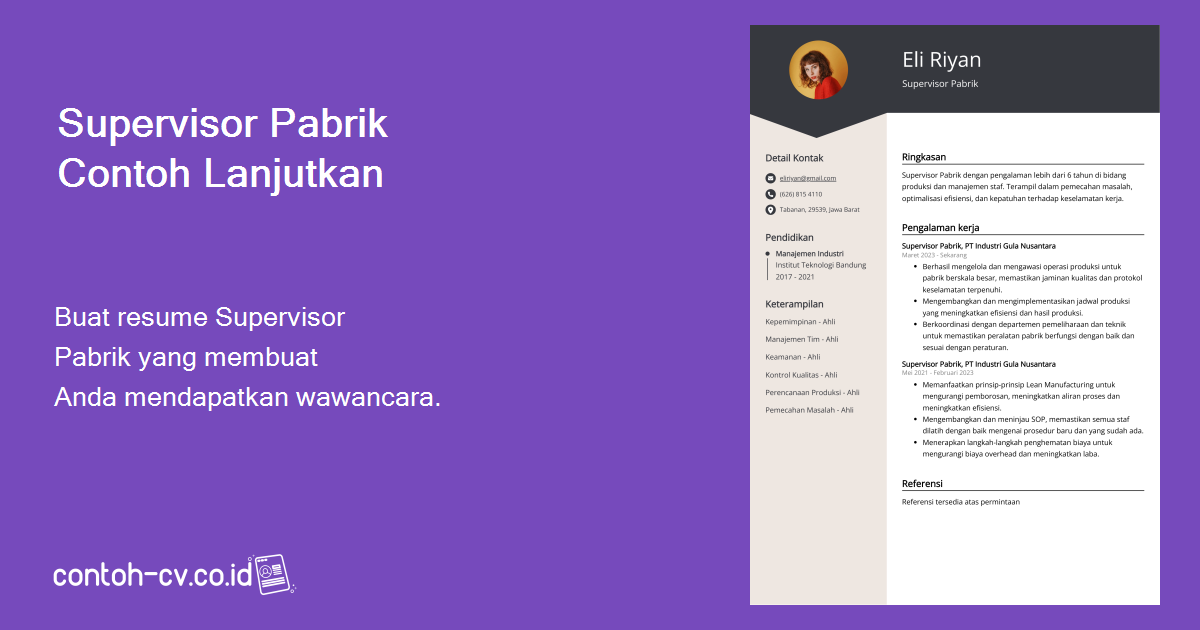 Contoh Resume Supervisor Pabrik (Template & 20+ Tips) Contoh Resume Supervisor Pabrik (Template & 20+ Tips)