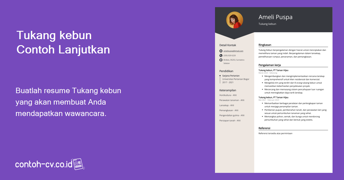 Contoh Resume Tukang Kebun (Panduan Gratis)